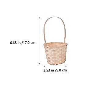 DOITOOL Flower Girl Basket Wicker Baskets Rattan Basket with Handle 5pcs- Rustic Flower Girl Baskets for Weddings- Small Wicker Storage Basket for Eggs Candy Fruit for Home Garden Decor Wooden
