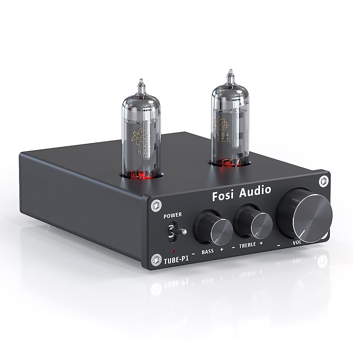 Fosi Audio P1 Tube Preamplifier Mini Hi-Fi Stereo Preamp 6K4 Valve Vacuum Pre-amp with Treble Bass Tone Control for Home Theater HiFi System(not for Turntable)