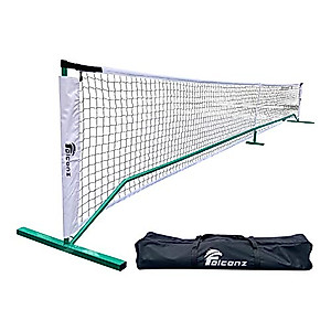 Falconz Regulation Size Pickleball Net for Outdoor and Indoor - Portable 22 Feet Long Net with Steel Frame and PE Netting - Carry Bag Included