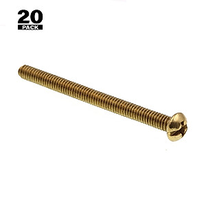 Prime-Line 9003892 Machine Screw, Round Head, Slotted/Phillips Combo, #8-32 X 2 in, Solid Brass, Pack of 20