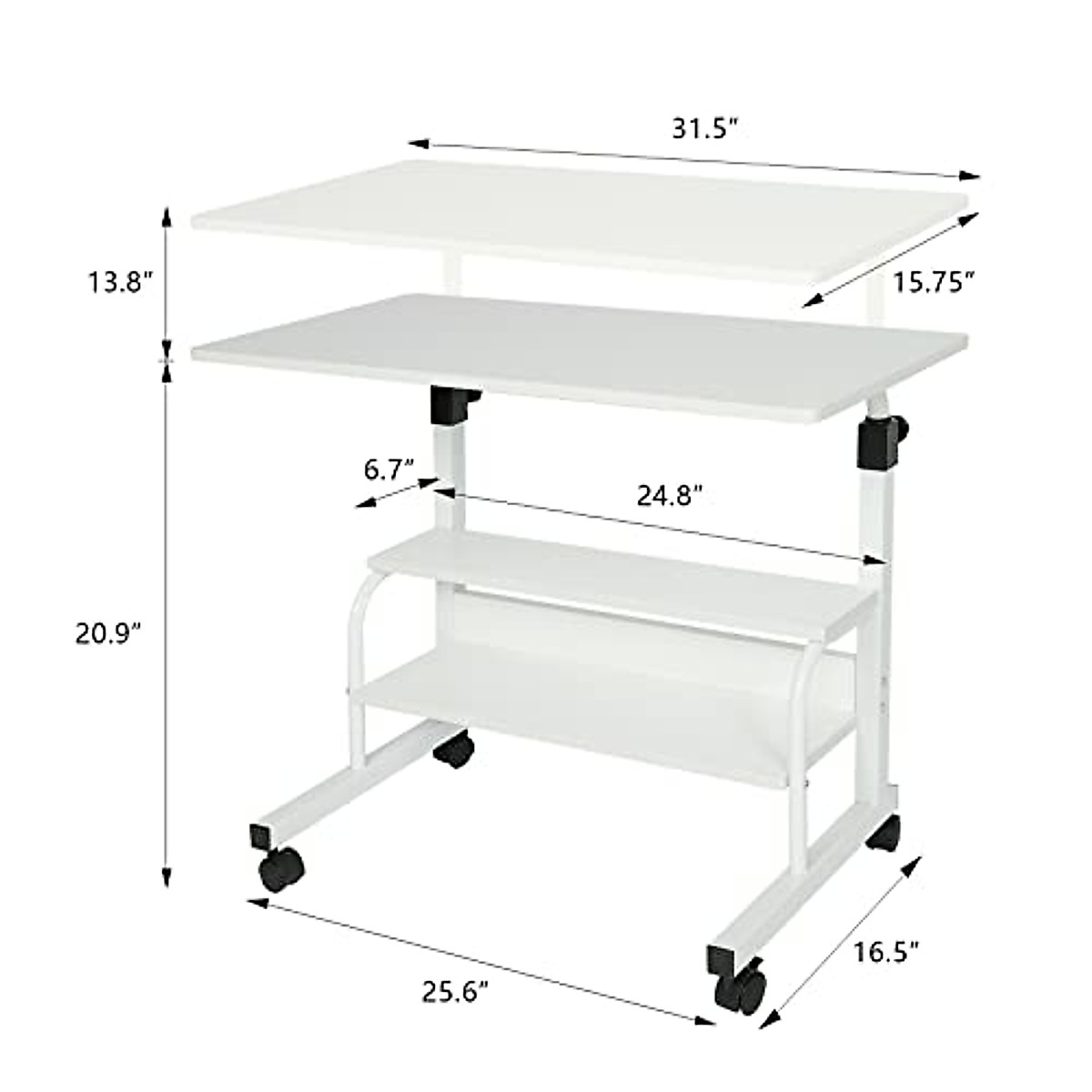 Computer-Desk Office-Desk, Small-Folding Gaming-Laptop Home-Office Desks for Small Spaces, Writing Study Desk Table with Storage for Home Bedroom, Adjustable Height 32×16×25-36 inches (White)