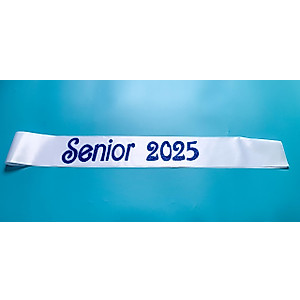 Conggluuo Senior 2025 sash,senior sashes class of 2025 senior sash White sash with Blue Glitter graduation sash for Graduation Party Supplies 8 Pack senior sashes White Blue 8pcs