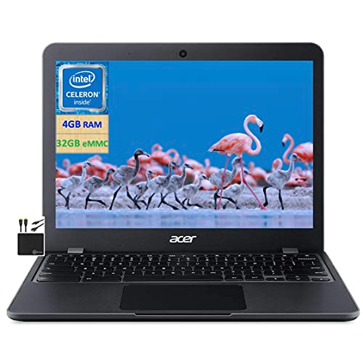 Acer 2022 Newest 512 Chromebook Laptop Student Business, Dual-Core Intel Celeron N4020, 12" HD+ Display, 4GB RAM, 32GB eMMC, Gigabit Wi-Fi 5, Bluetooth 5,12+ Hours Battery, Chrome OS+MarxsolCables