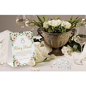 Bridal Shower Game with Rings Fun Ring Hunt Game 30 Metal Rings and Game Stand Sign, Bridal Shower Game Wedding Winner Gift Prize Party-JZXB-004