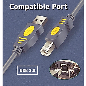 Qjin USB 2.0 Printer Cable for HP DeskJet 4155e 2755e, Smart Tank 5000, Canon PIXMA, Epson, Brother, Samsung, Lexmark Printer, 10 Feet