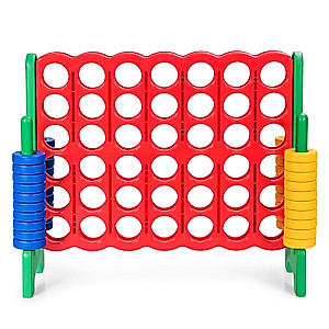 ARLIME Giant 4 in a Row Connect Game, 47'' Jumbo 4-to-Score Toy Set W/Quick-Release Lever, Build-in Ring, Jumbo Sized for Kids & Adults, Oversized Floor Activity for Indoor & Outdoor Play