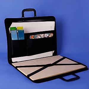 Art Portfolio Case Carry Bag PVC Portable Painting Plate A3 Drawing Sketch Board Storage Bag 14.6 x 18.9 Inches Black