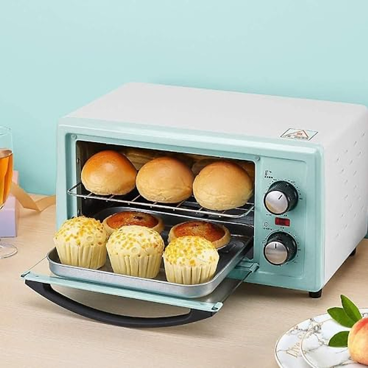 Convection Toaster Oven, Mini Oven with Grill Rotisserie Electric Oven and Hob Packages Hob Cookers Timing Wide-Area Temperature Control 11L Mini Ovens Toaster Oven Air Fryer, (Color : Pink)