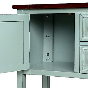 P PURLOVE Console Table Buffet Table with Storage Drawers Cabinets and Bottom Shelf (Antique Blue)