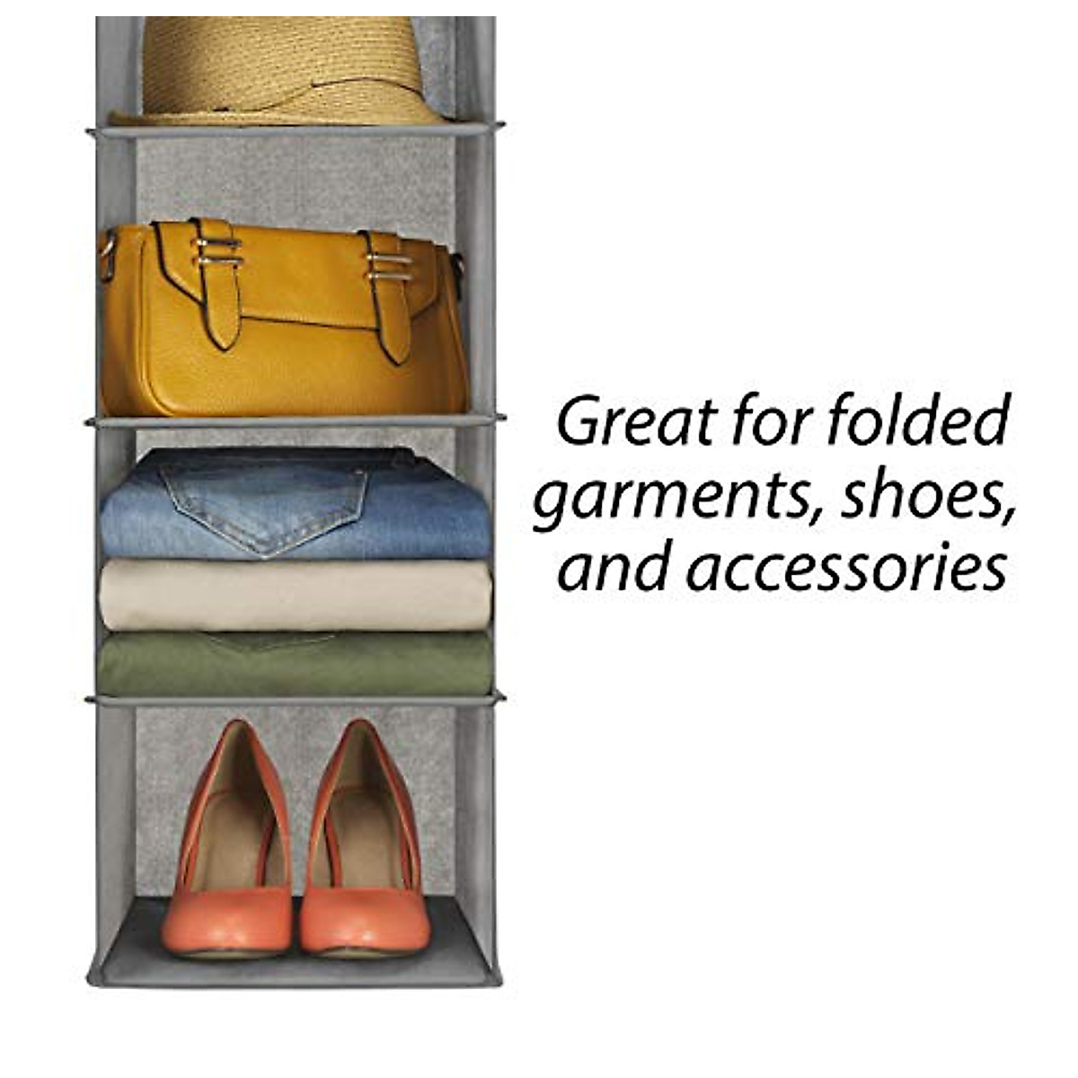 Whitmor 5 Section Closet Organizer - Hanging Shelves with Sturdy Metal Frame