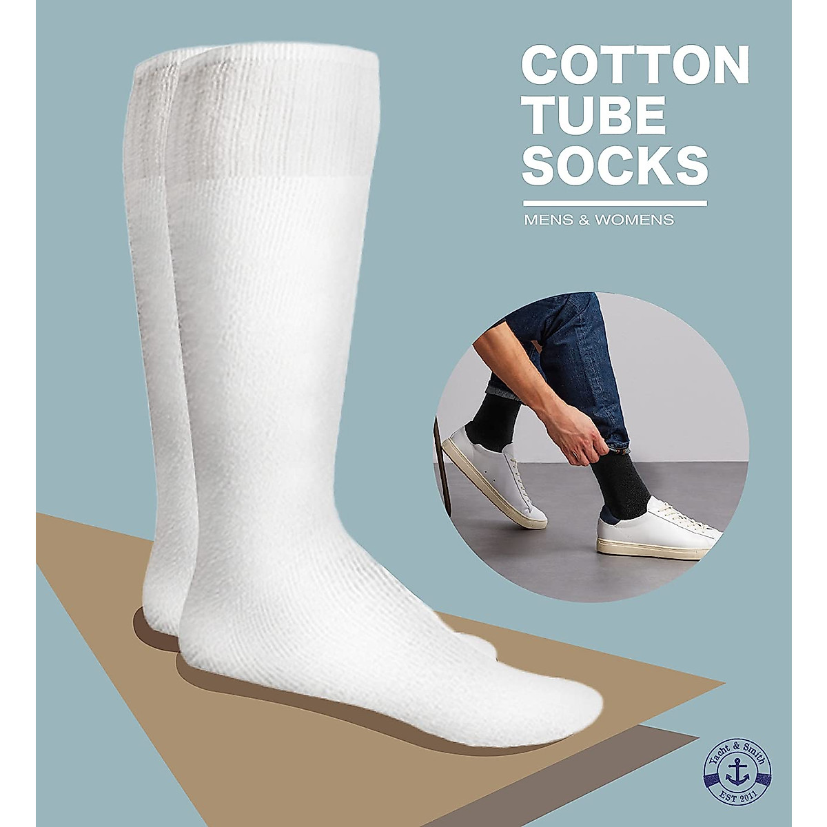 Yacht & Smith Men's & Women's Wholesale Bulk Cotton Tube Socks, Referee Style, by SOCKS'NBULK