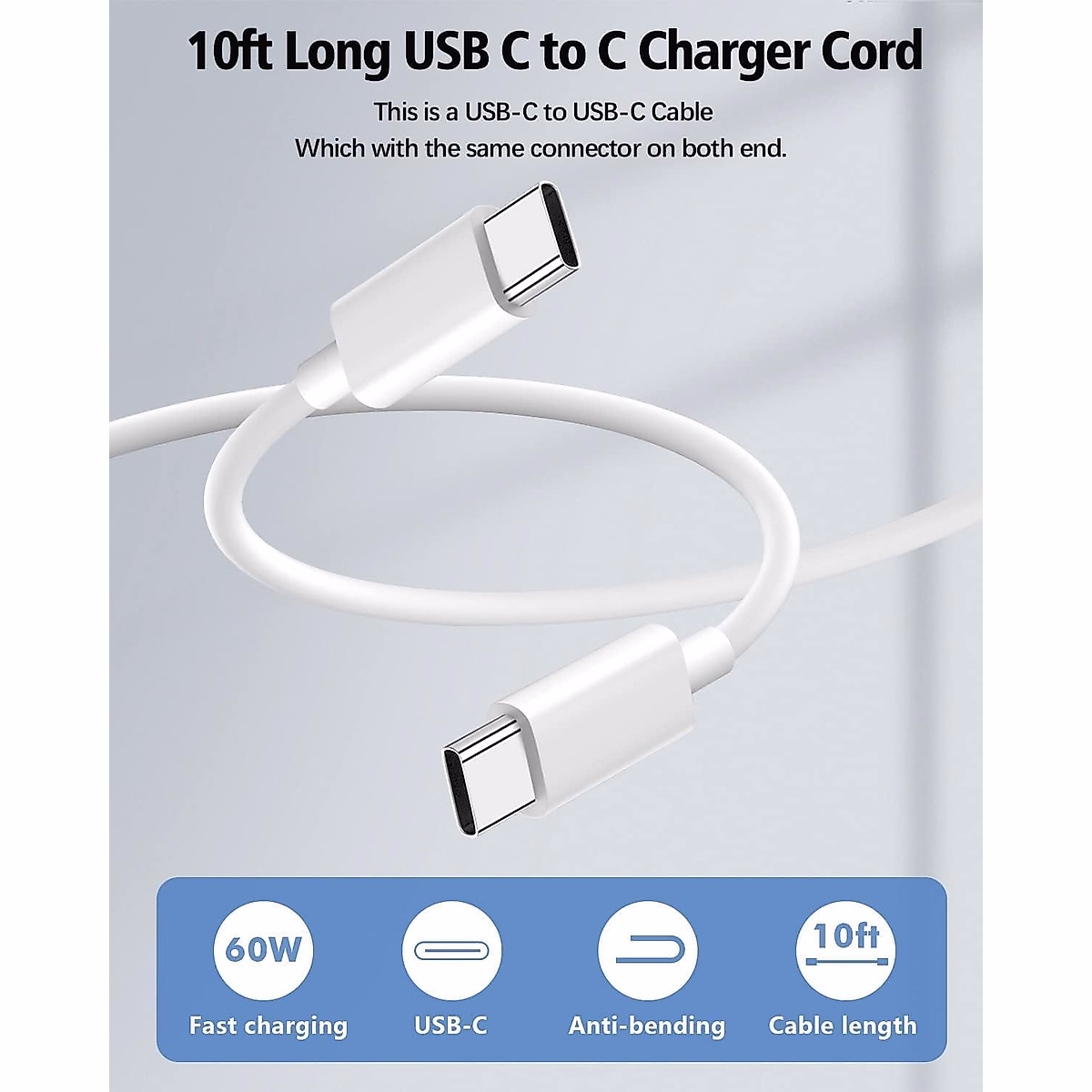 iPad Charger Fast Charging 10FT, 2Pack 20W USB C Wall Charger with 10ft USB C Charging Cord for iPad Pro 13/12.9/11 inch, iPad Air 13/11 inch 5/4th, iPad 10th Generation