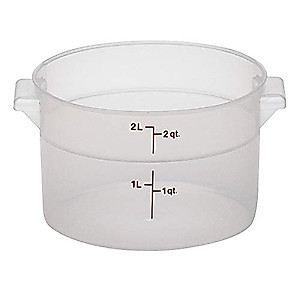 Lumintrail Cambro 2 Quart Round Food Storage Container, 2-Pack Translucent, with a Translucent Lid, Bundle with a Measuring Spoon Set