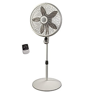 Lasko Cyclone Pedestal Fan, Adjustable Height, Remote Control, Timer, 3 Speeds, for Bedroom, Kitchen, Office and Living Room, 18", White, 1885, Large
