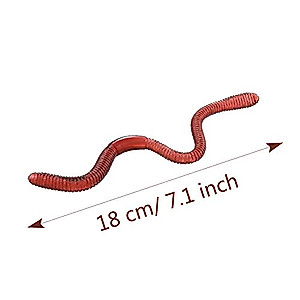 Cotiny 60 Pieces Fake Earthworm Faux Trick Toy Plastic Soft Stretchy Realistic Earthworms Simulated Fishing Lures Baits for Halloween Decoration