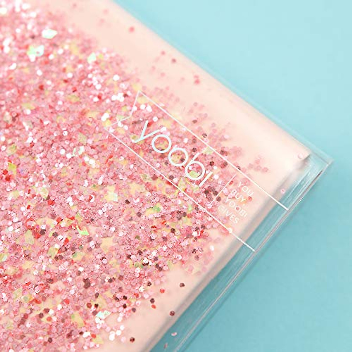Yoobi | Journal with Liquid Glitter Cover | 6" x 8.5" | Pink Glitter