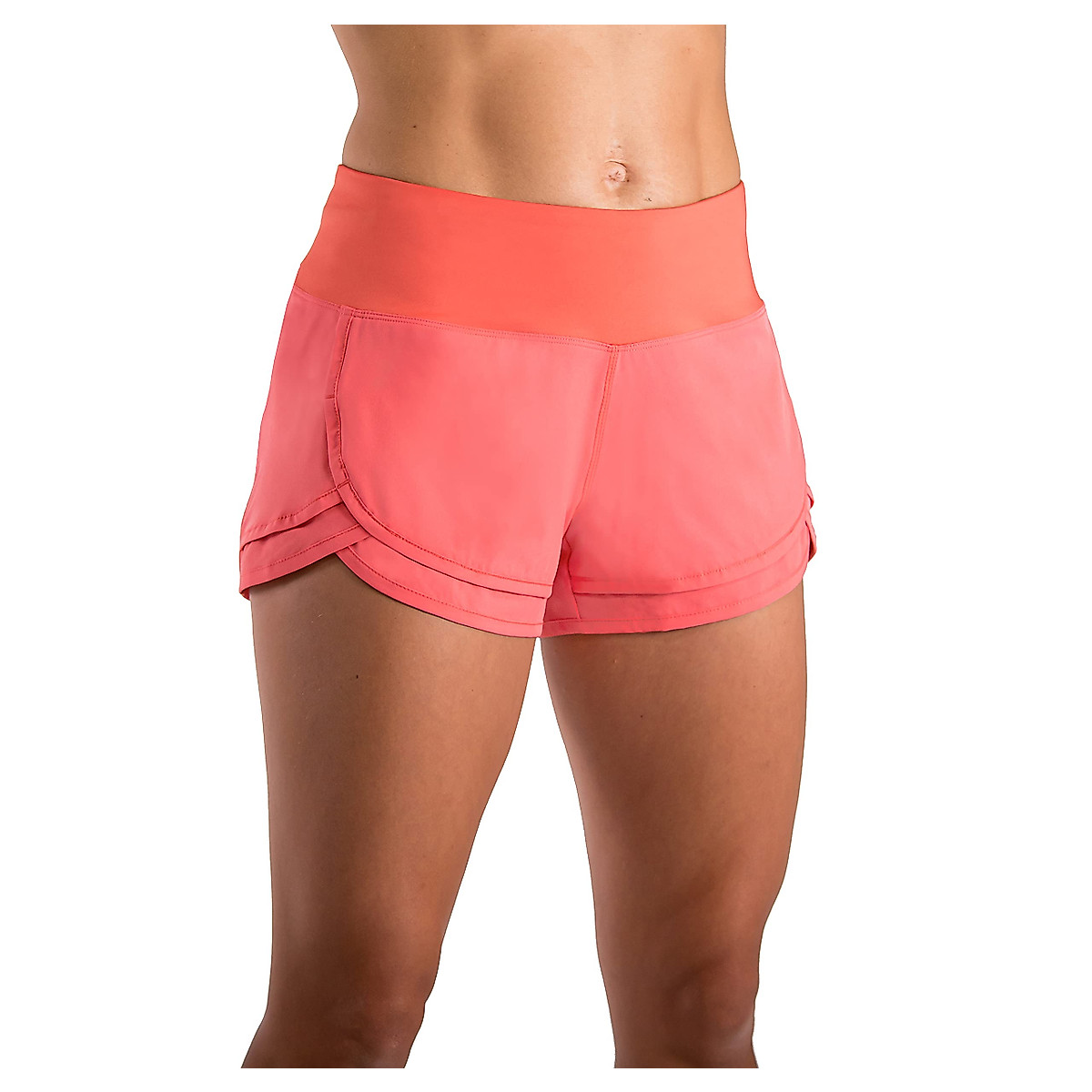 Women's Lightweight Running Shorts with Mesh Linner 3" WOD Workout Athletic Shorts for Women with Phone Pocket Coral Red
