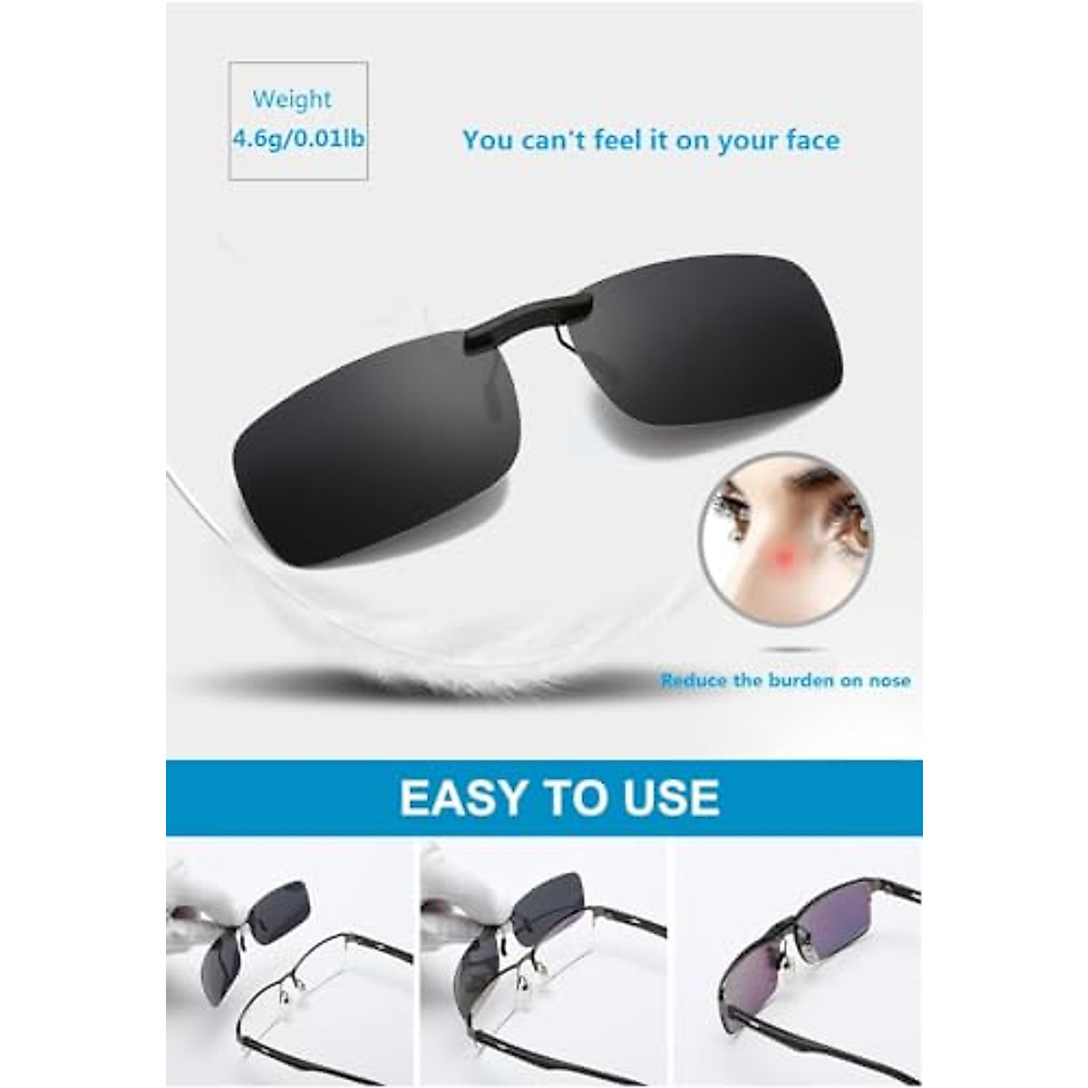 Flydo Polarized Clip Sunglasses for Prescription Eyeglasses-Clip on Sunglasses
