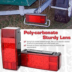 LINKITOM Submersible LED Trailer Light Kit, Super Bright Brake Stop Turn Tail License Lights for Camper Truck RV Boat Snowmobile, IP68 Waterproof, DOT Approval