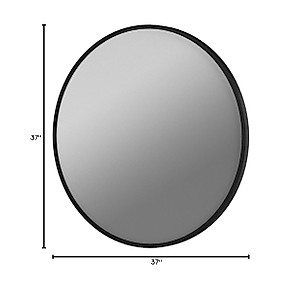 Umbra Hub 37” Round Wall Mirror with Rubber Frame, Modern Decor for Entryways, Washrooms, Living Rooms Inch, Black