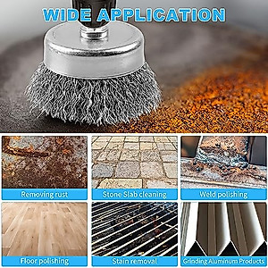 Rocaris 10 Pack Wire Cup Brush with 1/4-Inch Hex Shank, 2 Inch Wire Drill Brush Set for Removal of Rust/Corrosion/Paint