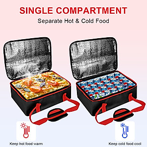 Bodaon Insulated Casserole Carrier for Hot or Cold Food, Fits 9"x13" and 11"x15" Baking Dish with Lid, Insulated Carriers for Transport, Travel Food Warmer Container Bags (Single Decker, Black-Red)