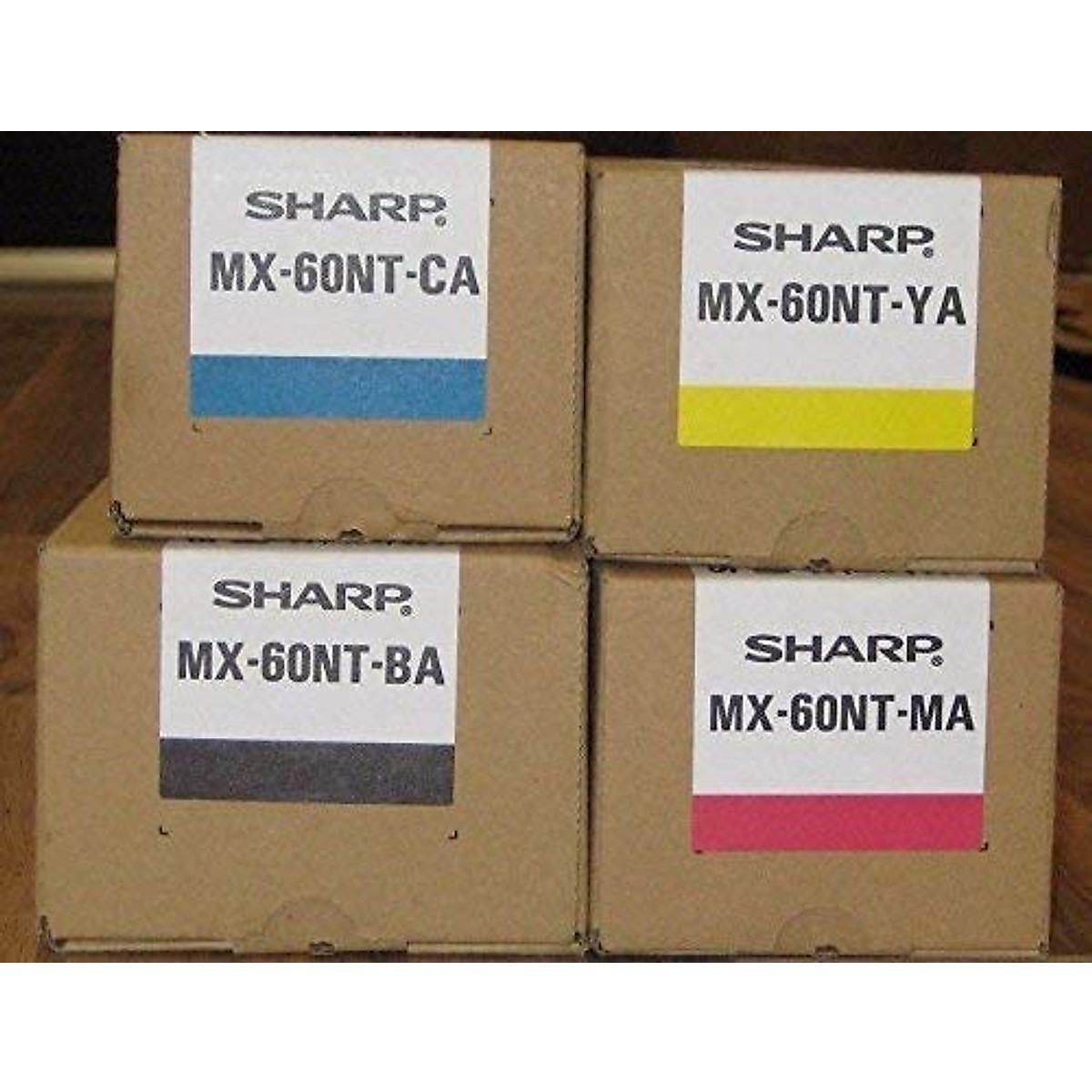 Sharp MX-60NTBA MX-60NTCA MX-60NTMA MX-60NTYA MX-2630 3050 3570 4050 4070 6070 Toner Cartridge Set (Black Cyan Magenta Yellow, 4-Pack) in Retail Packaging