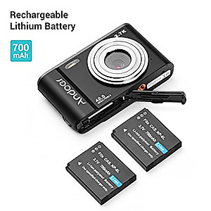CalmGeek Portable Digital Camera 48MP 2.7K 2.88-inch IPS Screen 16X Zoom Auto Focus Self-Timer 128GB Extended Memory Face Detection -Shaking with 2pcs Batteries Hand Strap Carry Pouch