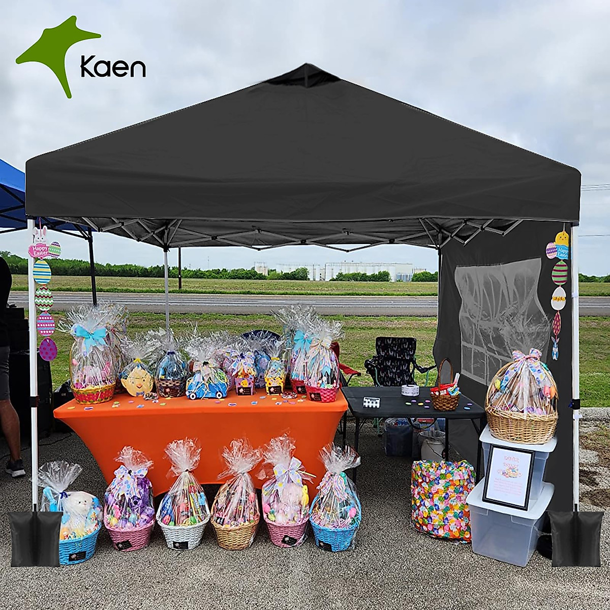 Kaen 10x10 Pop Up Canopy with Adjustable Height, Waterproof and UV-Resistant Shelter, 10x10 FT Pop Up Canopy with 4 Side Walls Instant Shade Canopy Tent for Outdoor Events, Camping and Beach (Black)