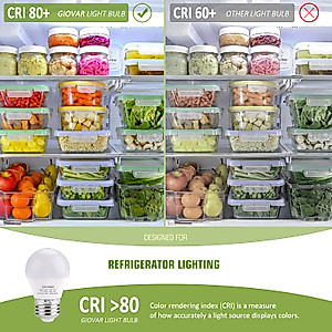 GIOVAR 2-Pack LED Refrigerator Light Bulbs 40 Watt Equivalent 120V, A15 Appliance Light Bulb Daylight 5000K for Fridge, E26 Base, Waterproof, Non-Dimmable