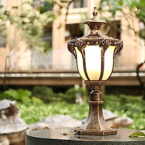 HIZLJJ Outdoor Waterproof Column Headlight European Outdoor Creative Terrace LED Villa Home Garden Courtyard Gate Wall Lamp