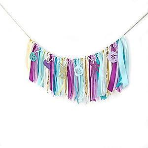 Mermaid High Chair Banner - Mermaid Birthday Decorations, Under the Sea Party Background, Mermaid Banner for 1st Birthday, Mermaid Party Supplies, Smash Cake Props (mermaid banner)