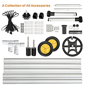 18 Feet Pool Cover Reel Set Pool Solar Cover Reel for 14-18 FT Inground Swimming Pools, Aluminum Stainless Solar Blanket Reel Black