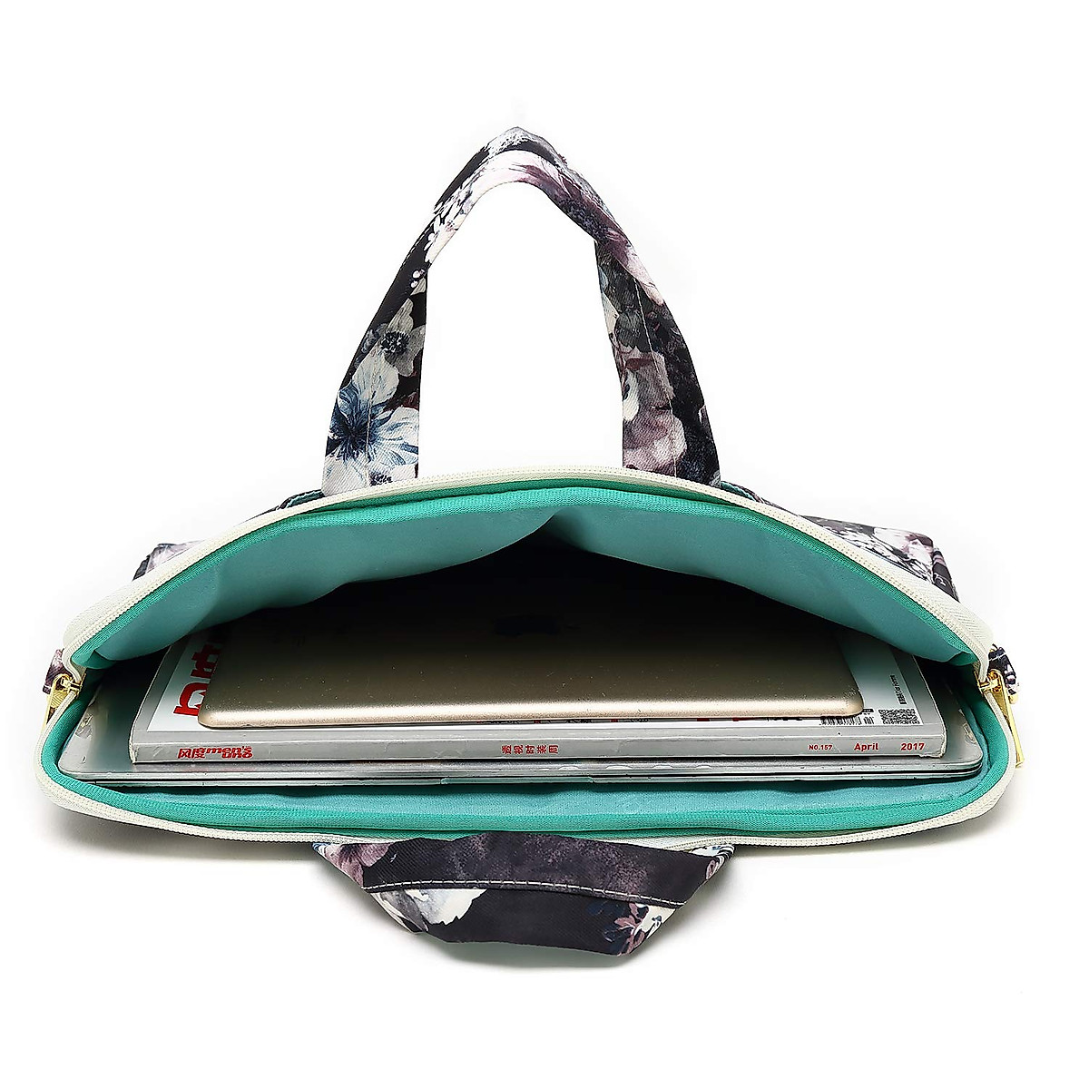 Canvaslove Small Chrysanthemum Water Resistant Light Weight Laptop Shoulder Messenger Bag for MacBook Air Pro 13 inch,MacBook 14 inch,Surface Laptop 13.5 inch and 13.3 Inch-14 inch Laptop