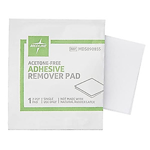 Medline Adhesive Remover Pad, Acetone-Free, Sterile 2-Ply Pad, 100 Count