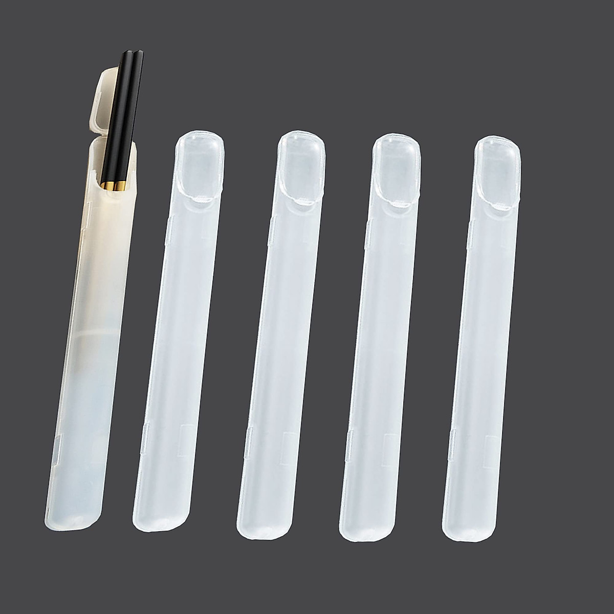 5PCS Portable Chopsticks Straw Case Kids Students Lightweight Cutlery Box Reusable Travel Utensil for School Home Office Camp Travel Bento Box (Chopsticks Not Included) (White Transparent)