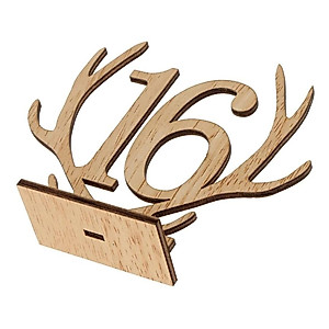 SWEETBIUTI Table Numbers Wooden Number Plate Freestanding Table Cards 1-20 Table Number Sign Stand Antler Table Cards Table Decor for Banquets Outdoor Living.