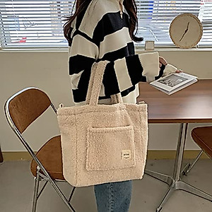 Fluffy Tote Bag for Women Plush Crossbody Handbag Sherpa Fleece Shoulder Bag Girls Teddy Fur Fuzzy Hobo Purse