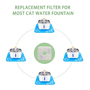 Vekonn 8-Pack Elliptical Cat Water Fountain Filters for Stainless Steel Top Pet Fountain