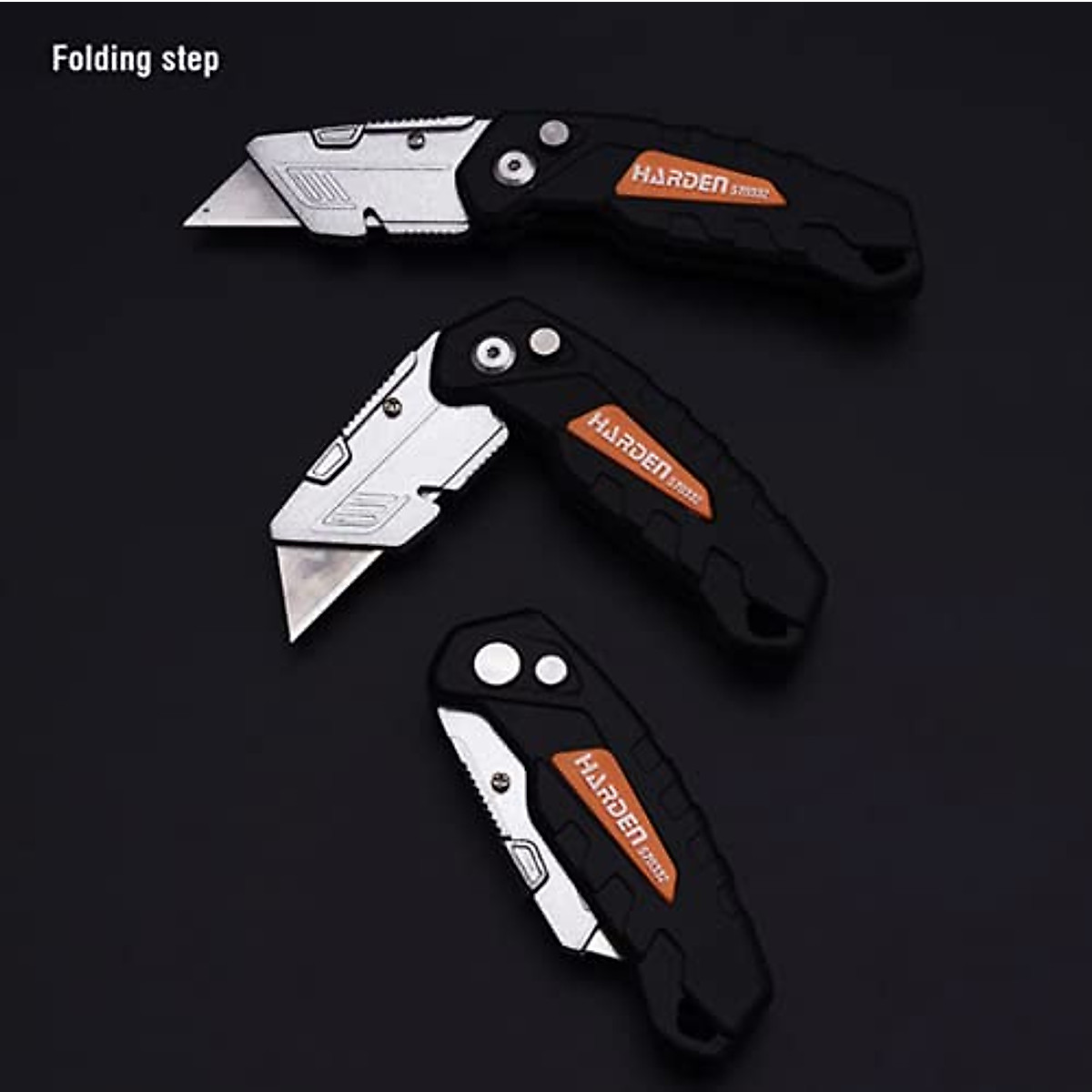 Edward Tools Folding Utility Knife with SK5 Replacement Blades - Foldable Razor Knife with Locking Release Button - Metal Belt Clip - Quick Snap Lock Blade Change - Wire Stripping Notch (1)