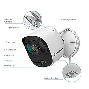 Amcrest SmartHome 1080p WiFi Outdoor Security Camera with Spotlight, Built-in Siren Alarm, Strobe Light, Two-Way Audio, Night Vision, 133° View, IP65 Weatherproof, MicroSD & Smart Cloud Storage, ADC2W
