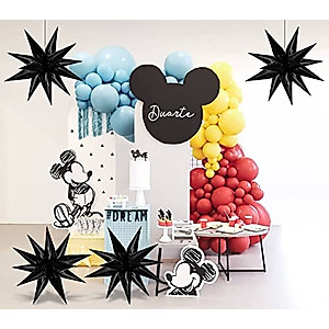 50pcs Black Star Balloons Mylar, Black Spike Explosion Star Foil Balloons Metallic, Black Starburst Cone Point Star Balloons for New Year Eve, Halloween, Graduation, Birthaday, Wedding Decorations