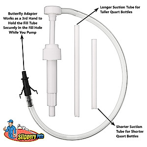 Slippery Pete - Fluid Pump for Standard Quart Bottles - 8cc per Pump Stroke and 3rd Hand Adapter, Transfer Gear Oil, Transmission and Differential Fluid (28mm)