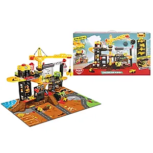 DICKIE TOYS Construction Playset with 4 Die-Cast Cars