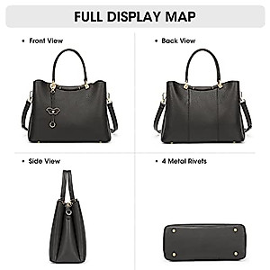 Kattee Women Soft Genuine Leather Satchel Bags Top Handle Crossbody Purses and Handbags (Black)