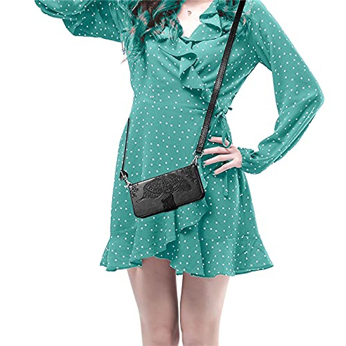 Ysnzaq Samsung Galaxy A32 5G (Not 4G) Lanyard Wallet Case,3D Butterfly Embossed Leather Magnetic Clasp Phone Case with Card Slots Holder Cover for Samsung Galaxy A32 5G HZDGS Rhinestone Black