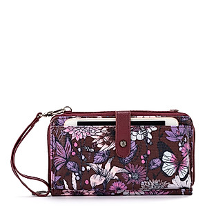 Sakroots Womens Canvas, Large Smartphone Crossbody Bag in Coated Canvas Convertible Purse with Detachable Wristlet Strap I, Cabernet Bloom, One Size US