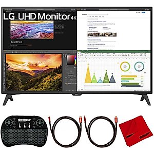 LG 43UN700T-B 43-inch 4K UHD 3840x2160 IPS USB-C HDR 10 Monitor Bundle with Deco Gear 2.4GHz Wireless Backlit Keyboard with Touchpad Mouse, 2X Deco Gear HDMI Cable and Microfiber Cleaning Cloth