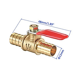 M METERXITY Pressure Valve - Water Control Valve, Non-Slip Handle Dual Barb Shut-Off Valve, Apply to Outdoor/Garden/Swimming Pools(12mm x 12mm, Brass)