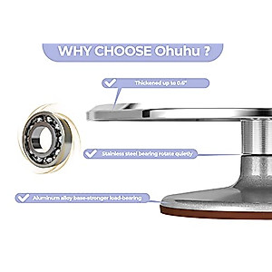 Cake Turntable, Ohuhu Aluminium 12'' Cake Decorating Kit Supplies Rotating Cake Stand Revolving Spinner Table Baking Kits with 2 Icing Spatula 3 Comb Icing Smoother Professional Lazy Susan Decor Gift